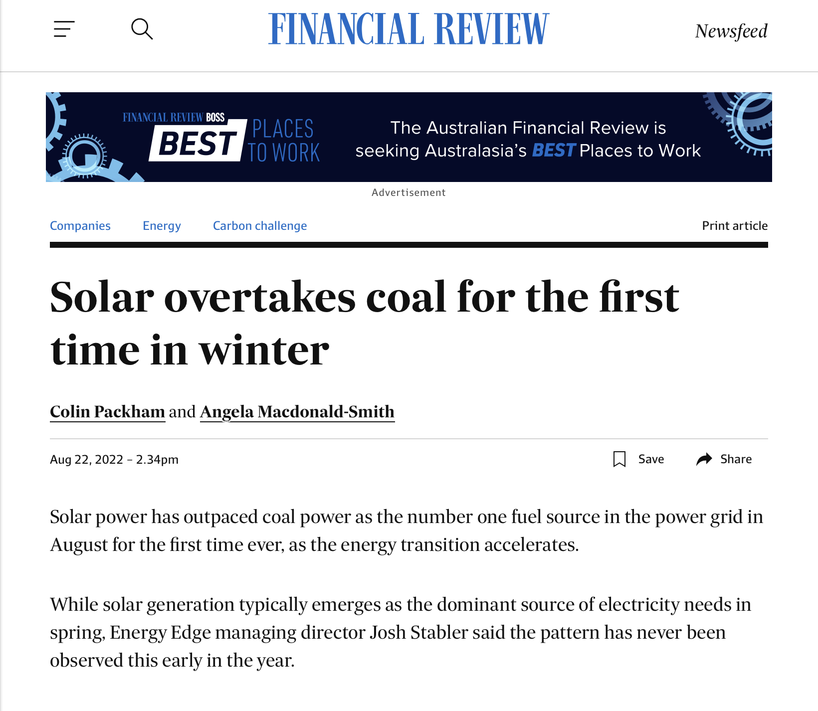 Wow! Solar has overtaken coal in energy generation in winter in ...